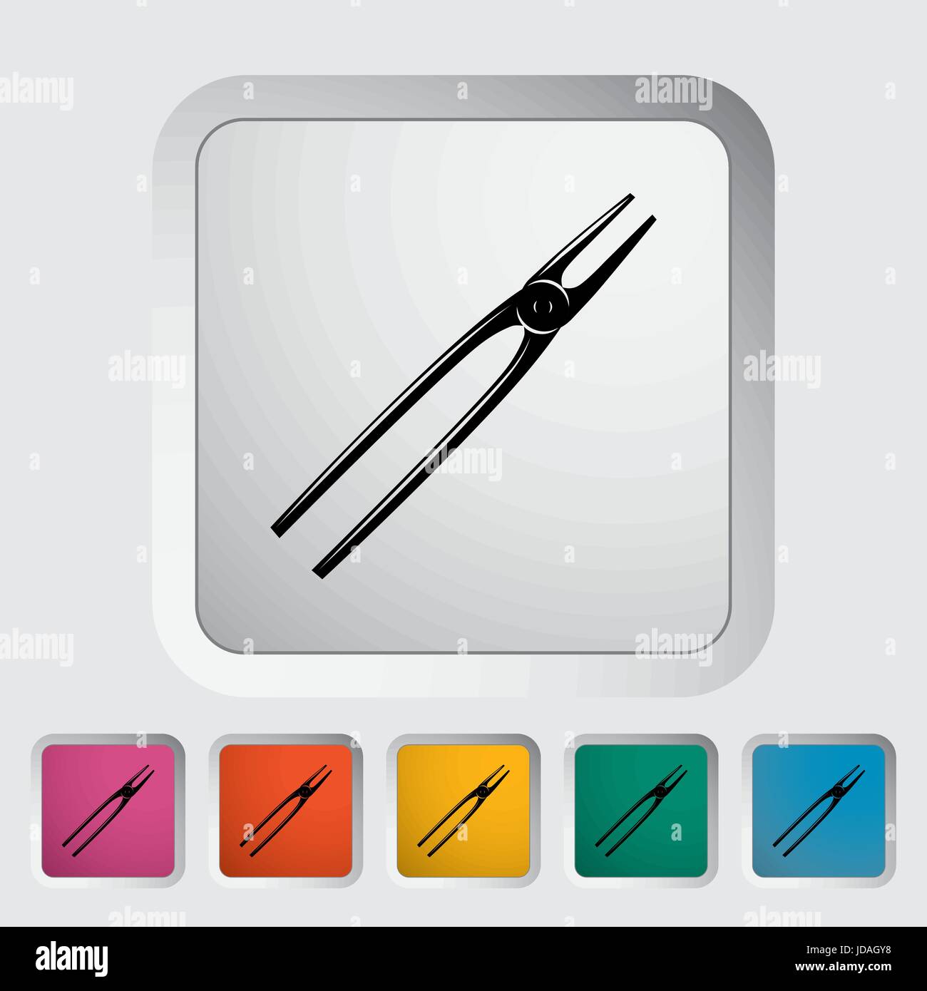 Tong. Single flat icon on the button. Vector illustration Stock Vector ...