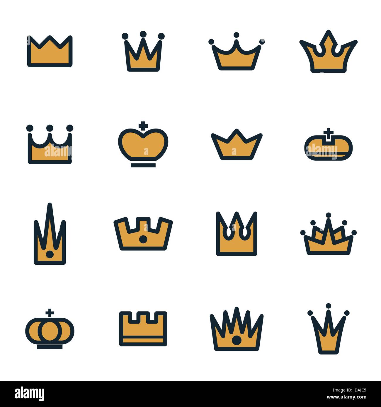 Vector flat crown icons set on white background Stock Vector Image ...