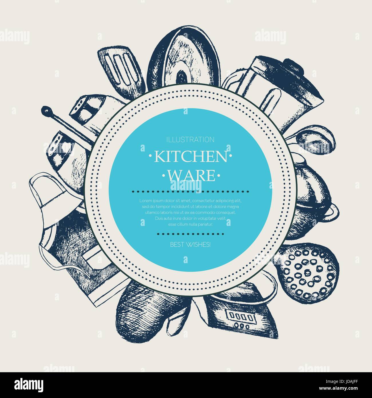 Kitchen Ware - modern drawn round banner template Stock Vector Image ...