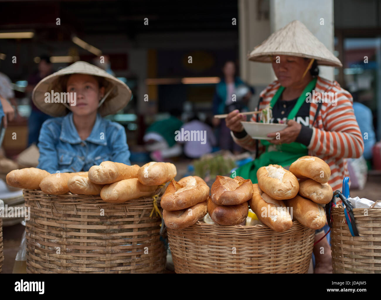 PAKSE, LAOS - AUGUST 12 : View of a market in Pakse city is the third ...