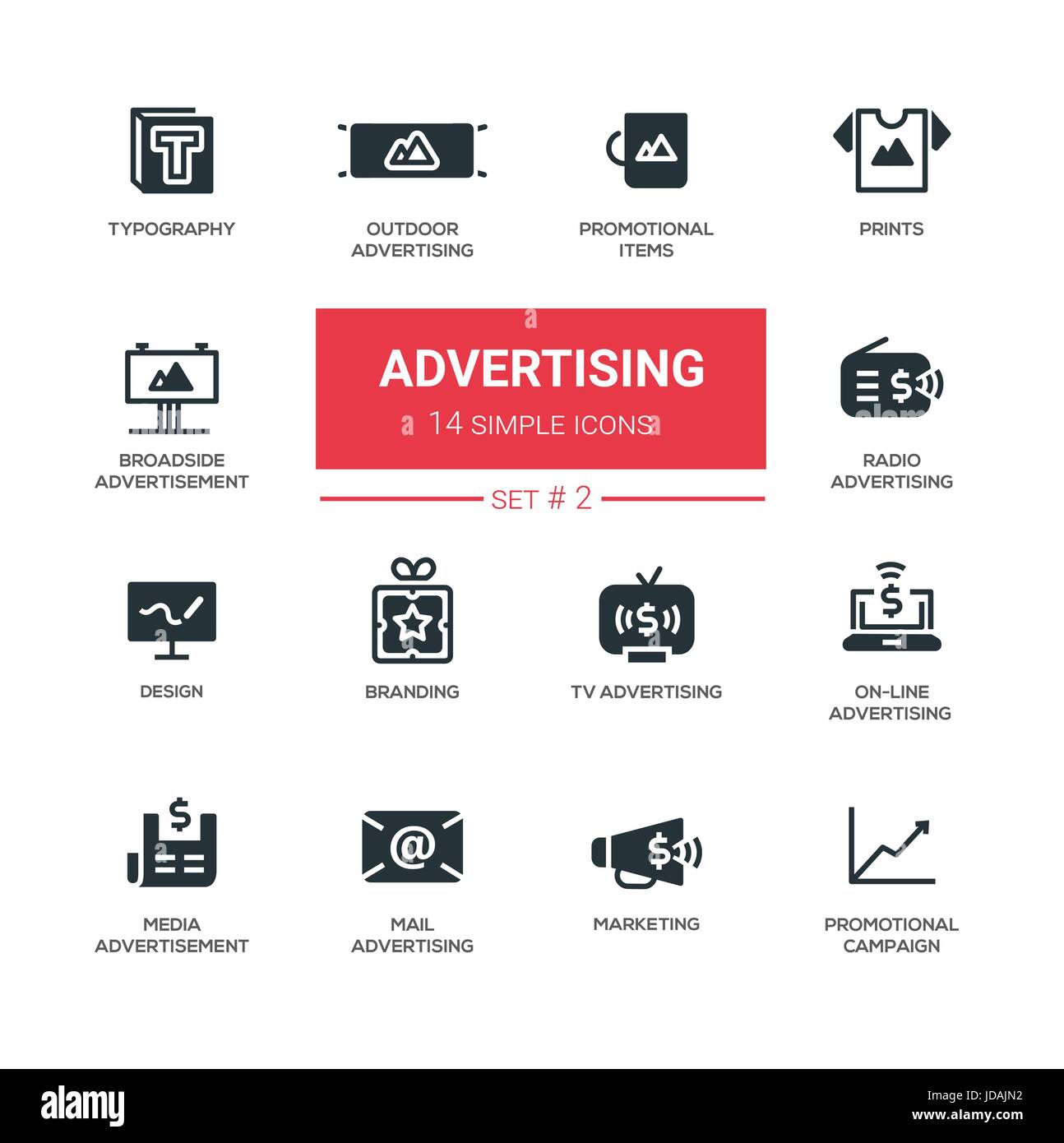 Advertising - modern simple icons, pictograms set Stock Vector Image ...