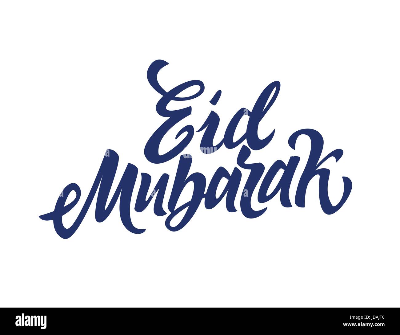 Eid Mubarak - vector hand drawn brush lettering Stock Vector Image ...