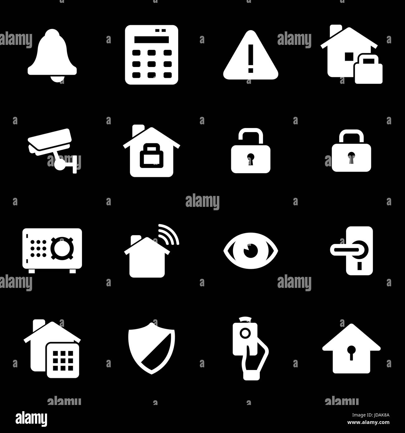 Vector white home security icons set on black background Stock Vector ...
