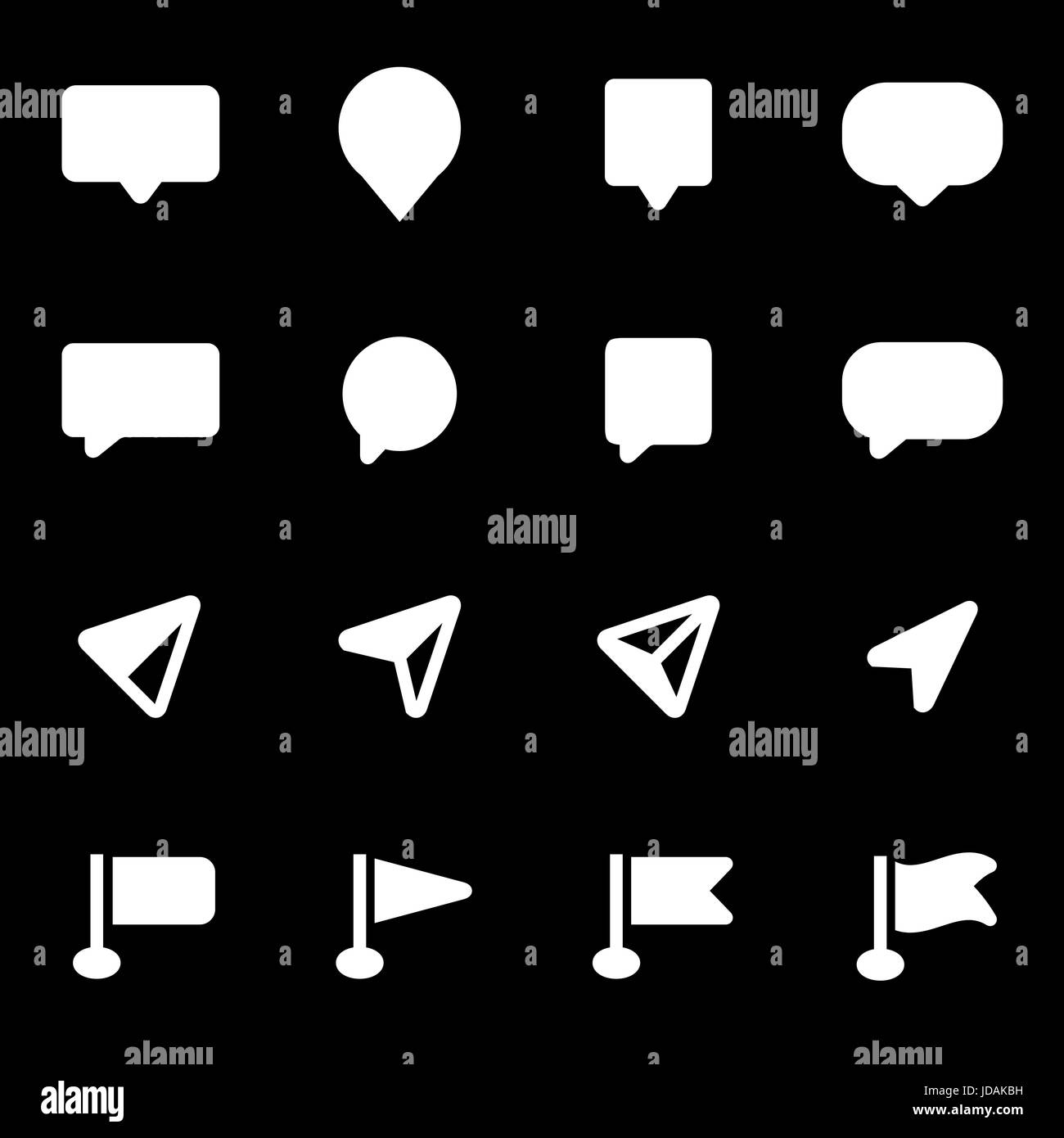Vector white map pointer icons set on black background Stock Vector Image & Art - Alamy
