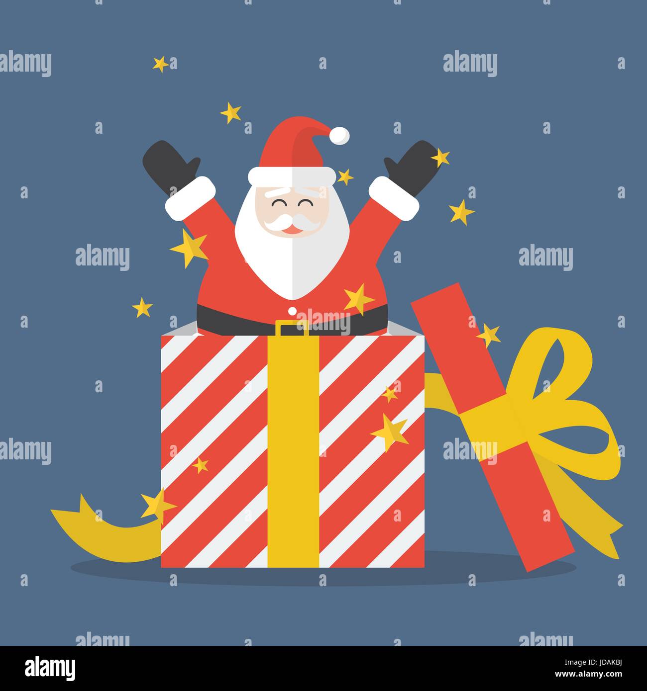 Santa claus out of big gift box. vector illustration Stock Vector Image ...