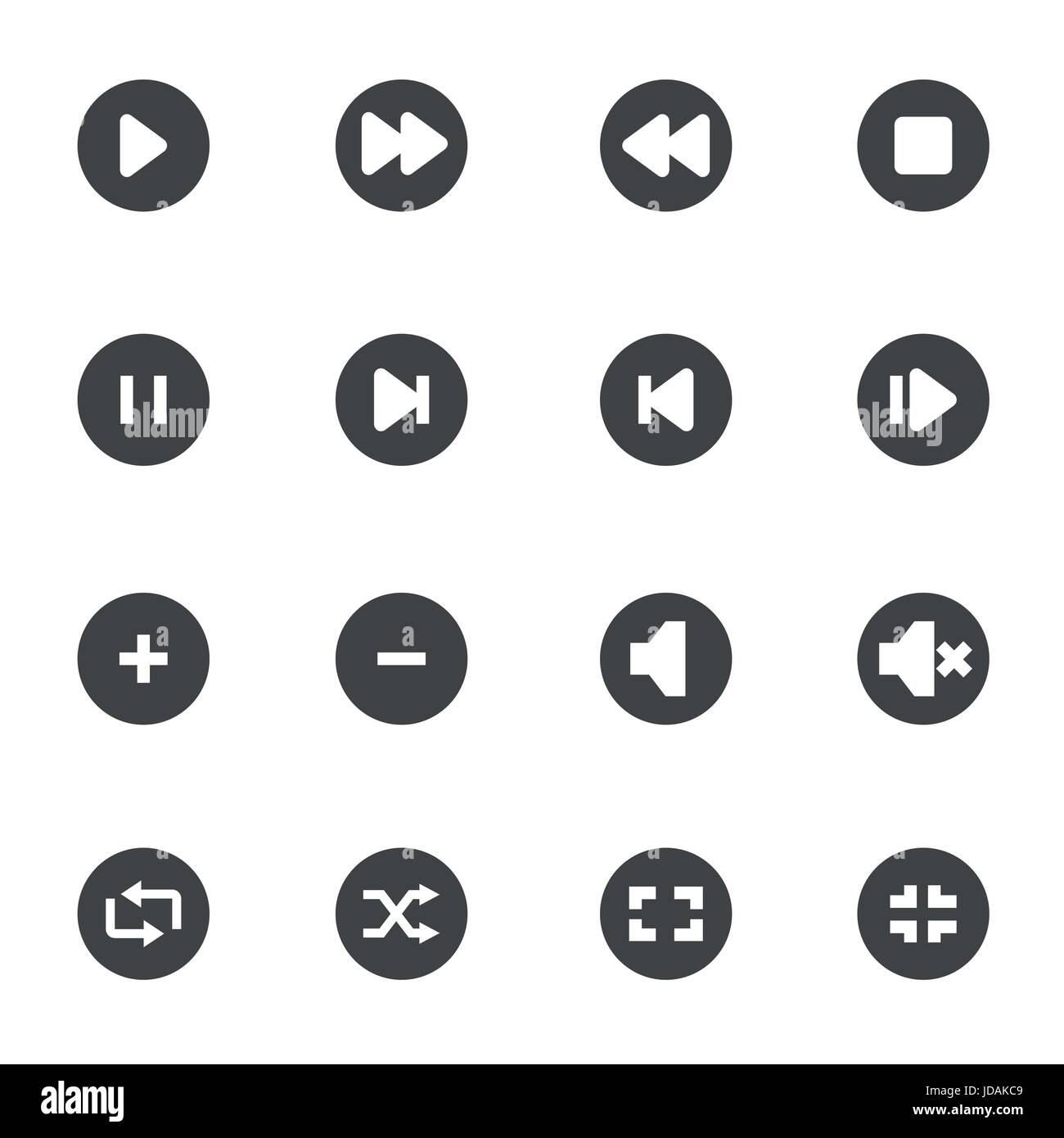 Vector black media buttons icons set on white background Stock Vector ...