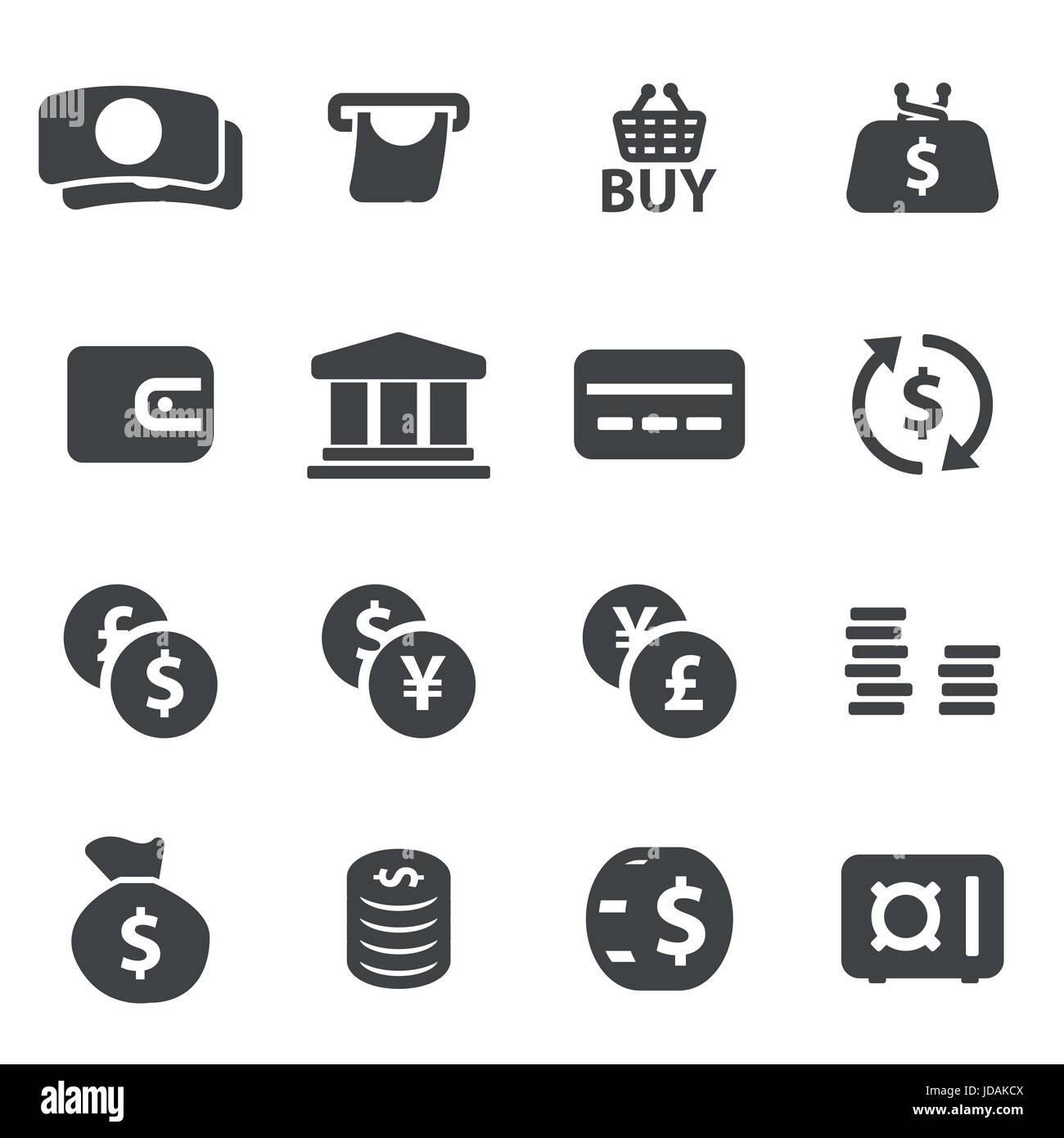 Vector black money icons set on white background Stock Vector Image ...