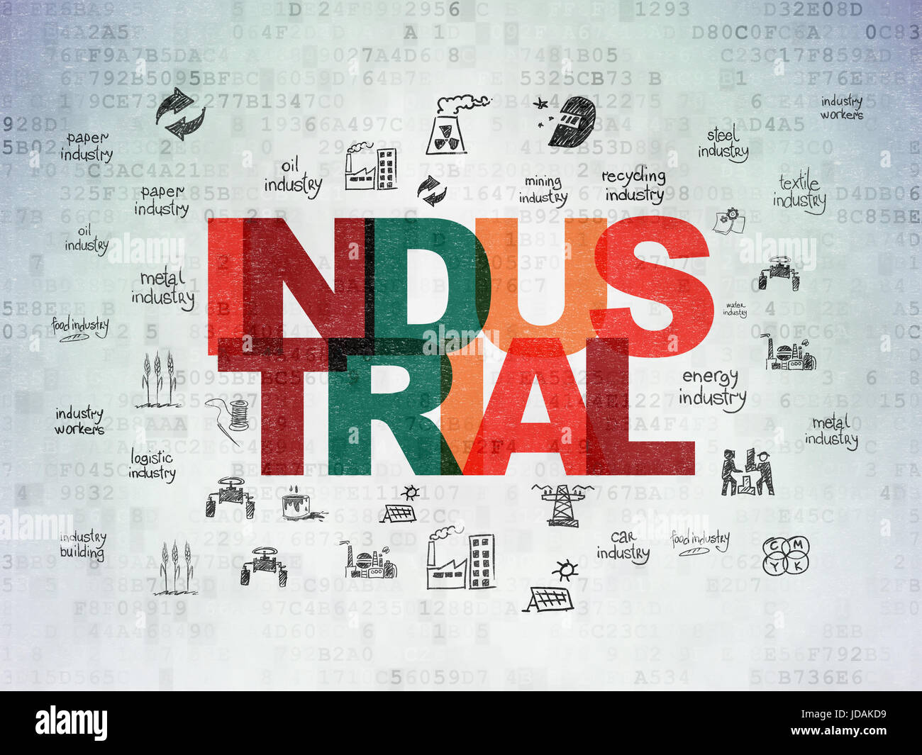 Industry concept: Industrial on Digital Data Paper background Stock ...