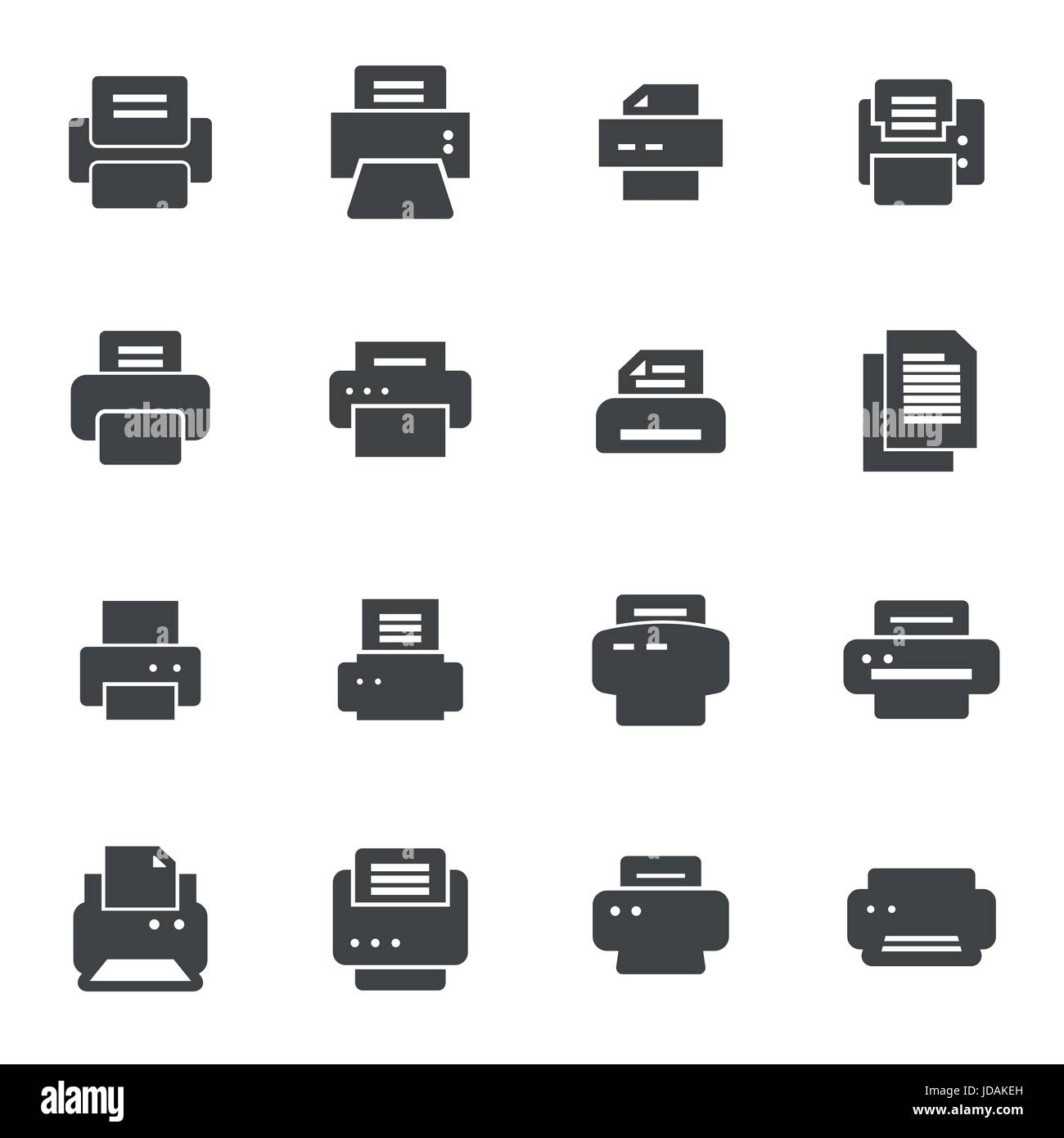 Vector black printer icons set on white background Stock Vector Image ...