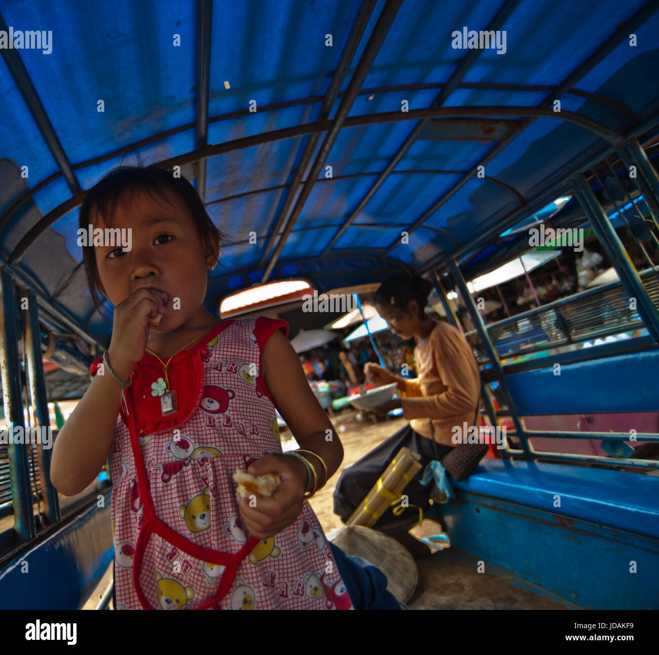 PAKSE, LAOS - AUGUST 12 : View of a market in Pakse city is the third ...