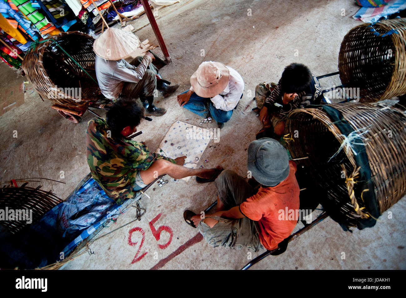PAKSE, LAOS - AUGUST 12 : View of a market in Pakse city is the third ...