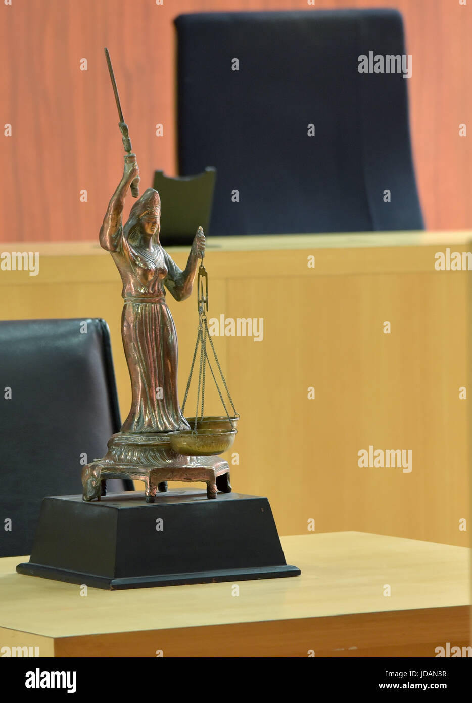 Lady justice statue law table hi-res stock photography and images - Alamy