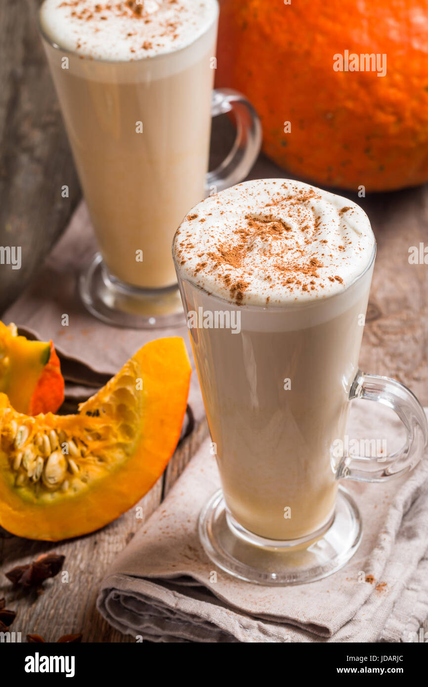Pumpkin latte with whipped cream Stock Photo - Alamy