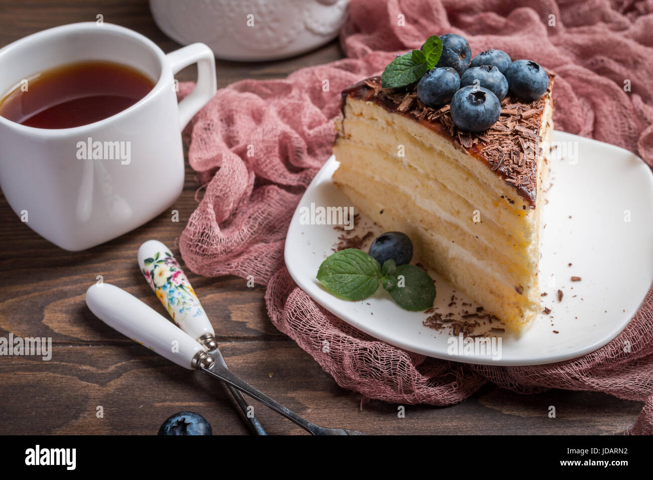 Piece of delicious sponge cake Stock Photo - Alamy