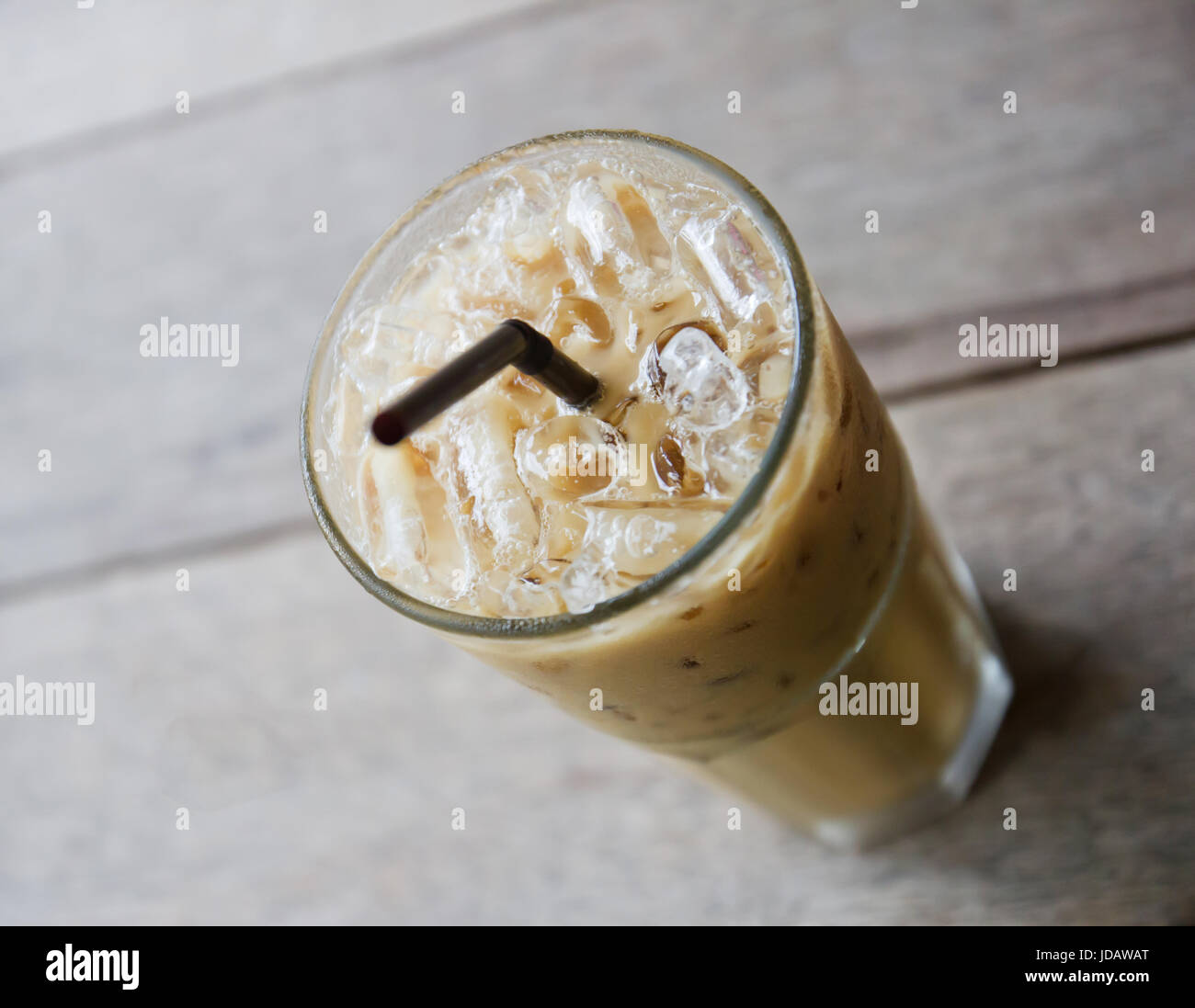 ice coffee on wood board Stock Photo - Alamy