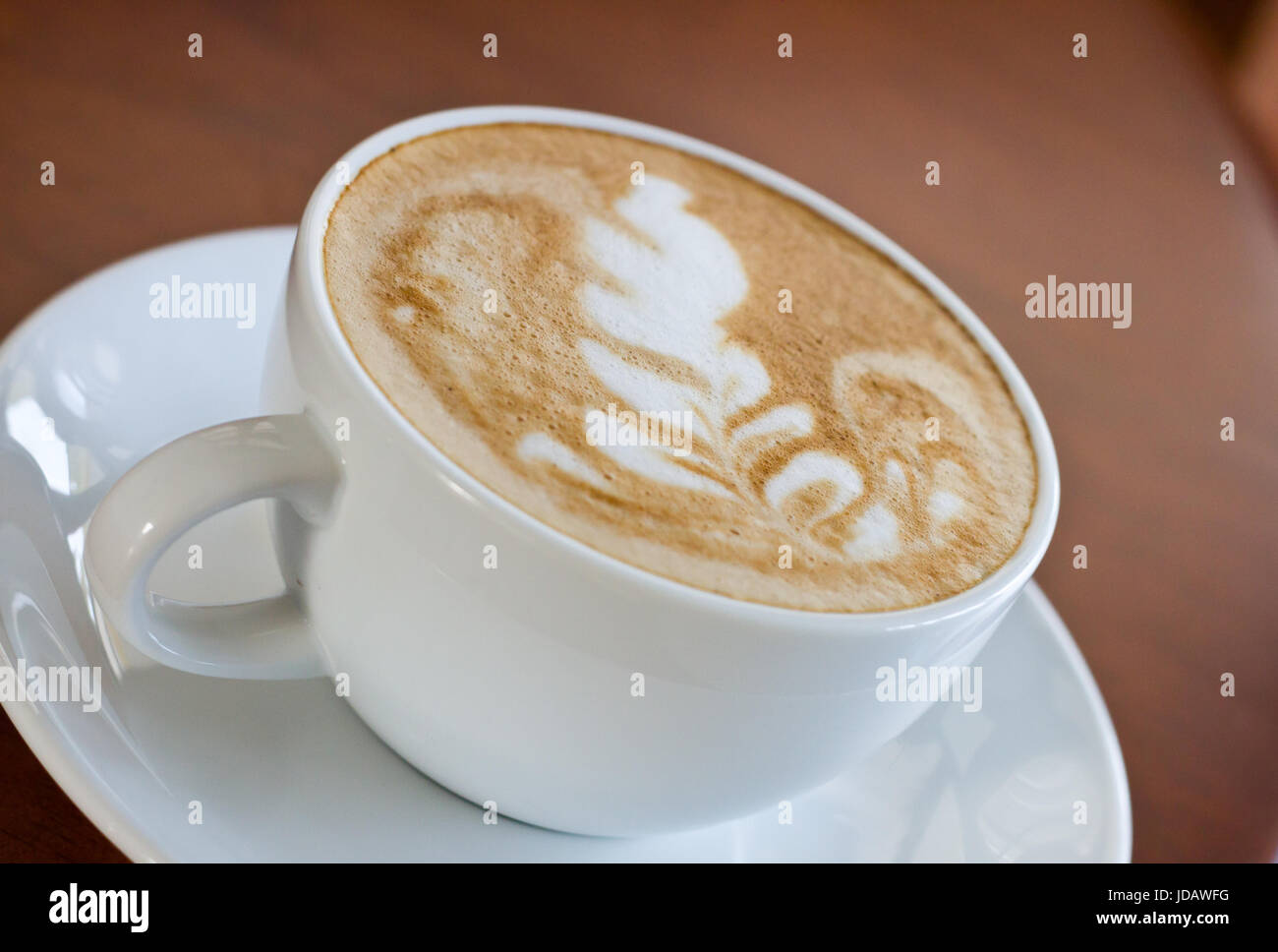 caffe latte with foam milk Stock Photo - Alamy