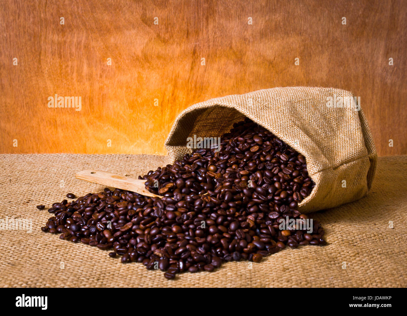 Coffee Beans in burlap Stock Photo - Alamy