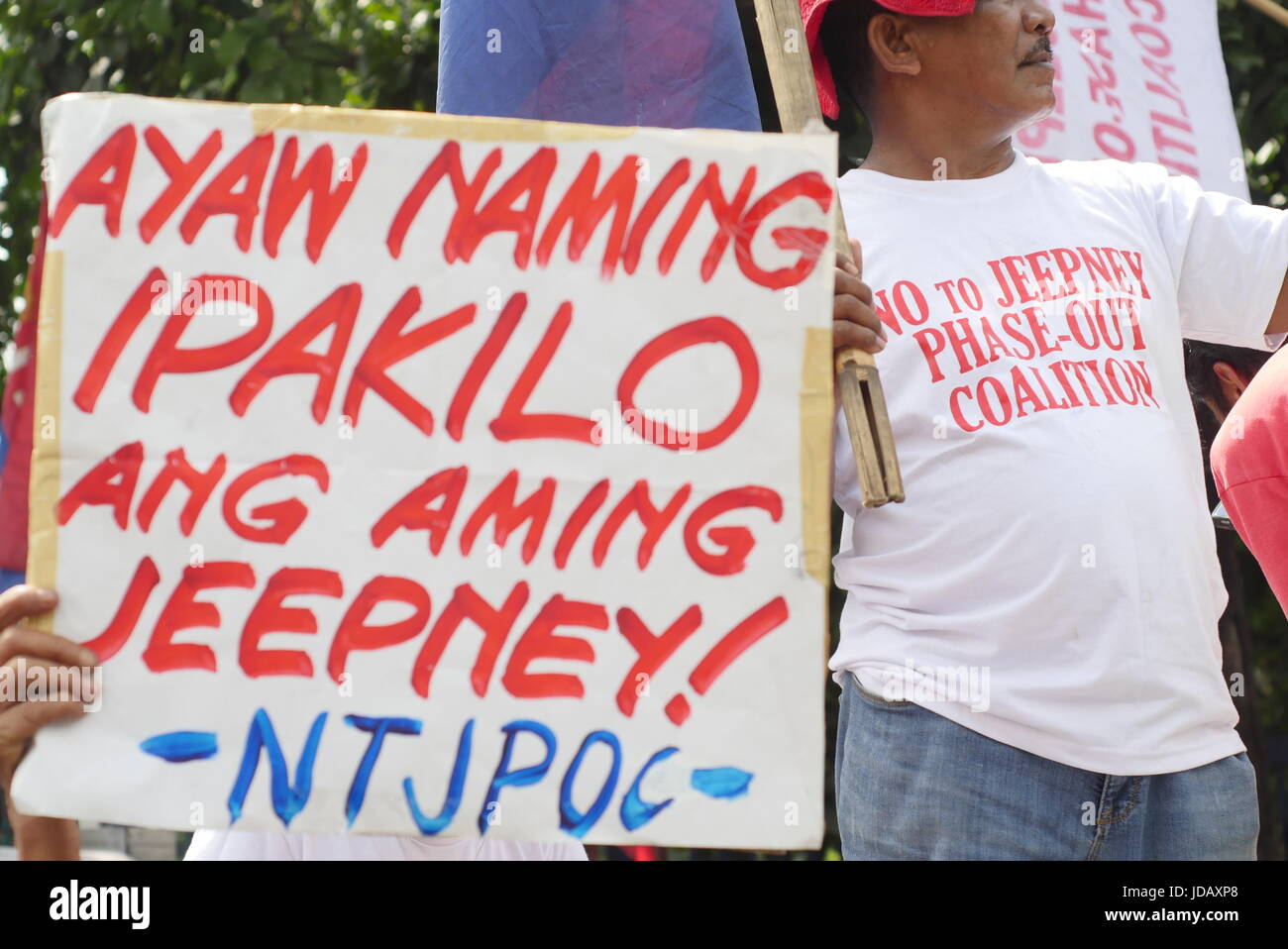 Quezon City, Philippines. 19th June, 2017. Placards and shirt as ...