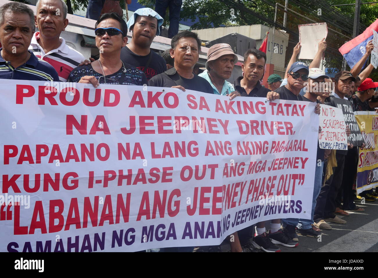 Quezon City, Philippines. 19th June, 2017. Protestors held a banner on ...