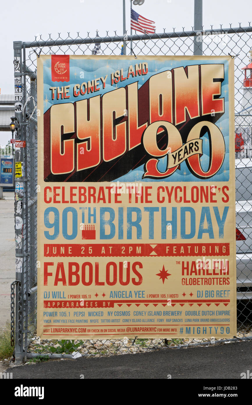 An outdoor poster announcing the upcoming celebration for the 90th ...