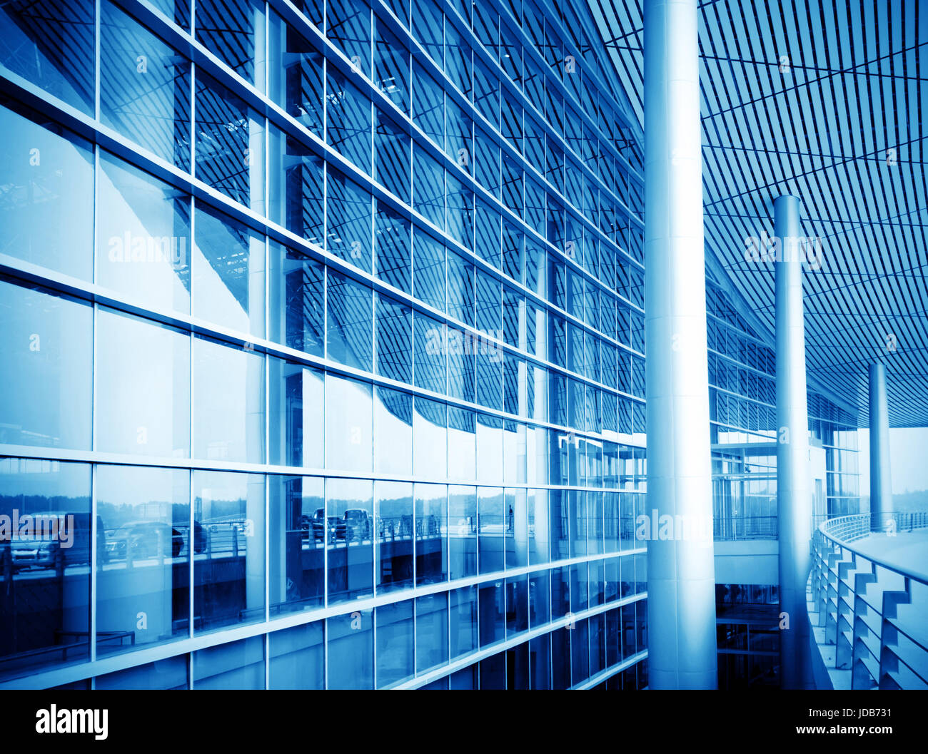Glass hall, modern architecture, blue tones Stock Photo - Alamy