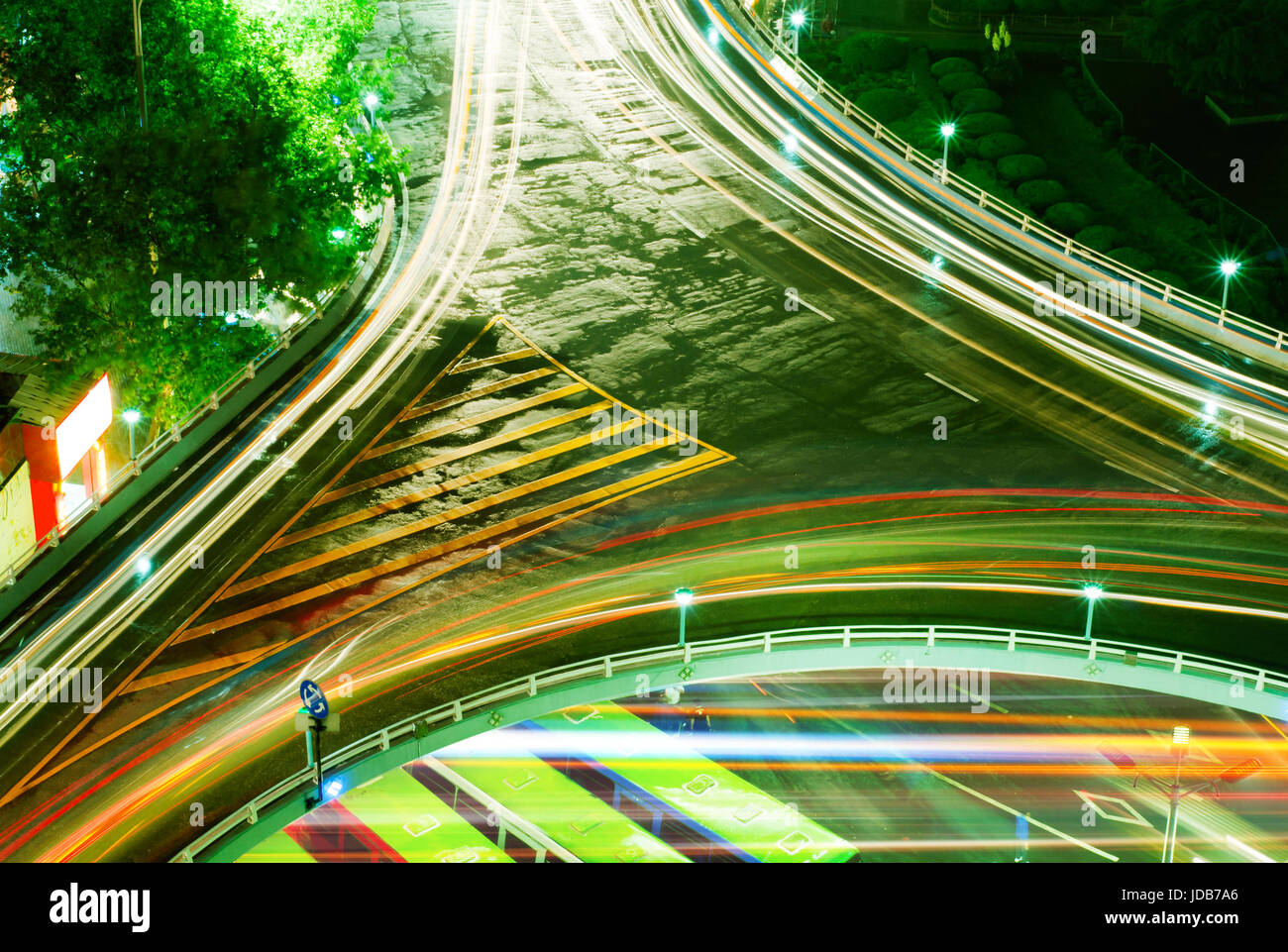 Overpass at night, heavy traffic Stock Photo - Alamy