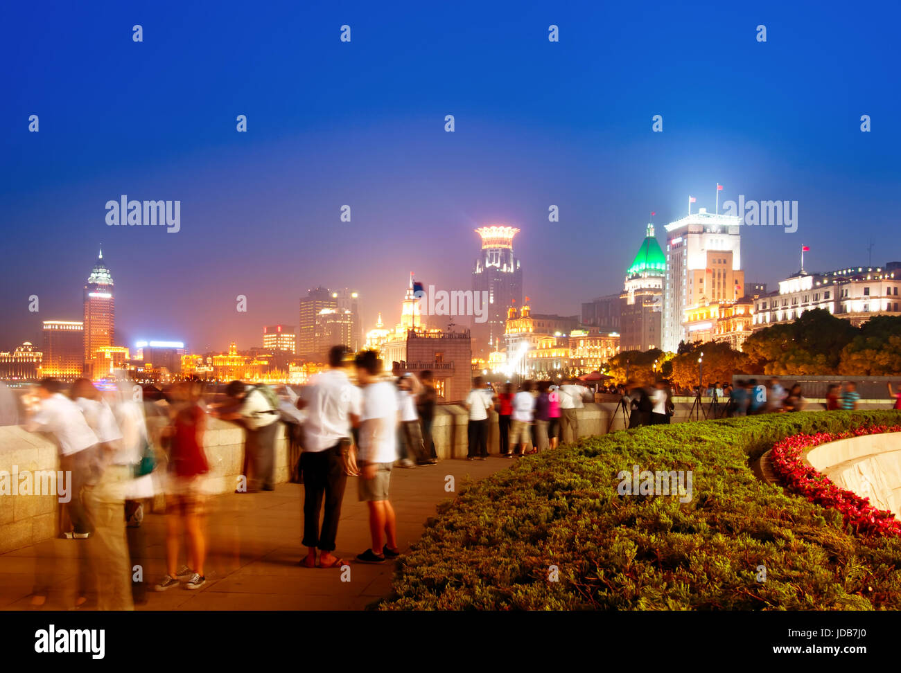 The bund of Shanghai night, a sea of people Stock Photo - Alamy