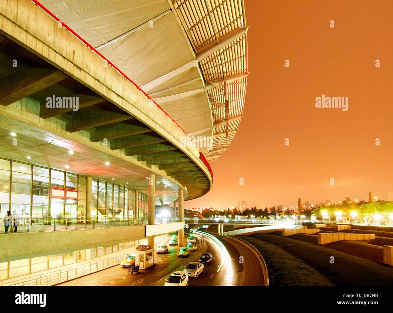 Modern architecture at night, China Shanghai pudong airport Stock Photo ...