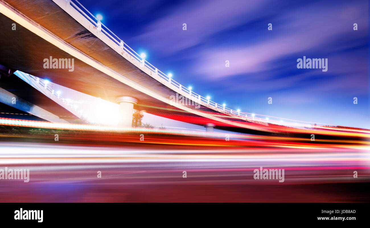 Overpass at night, heavy traffic Stock Photo - Alamy