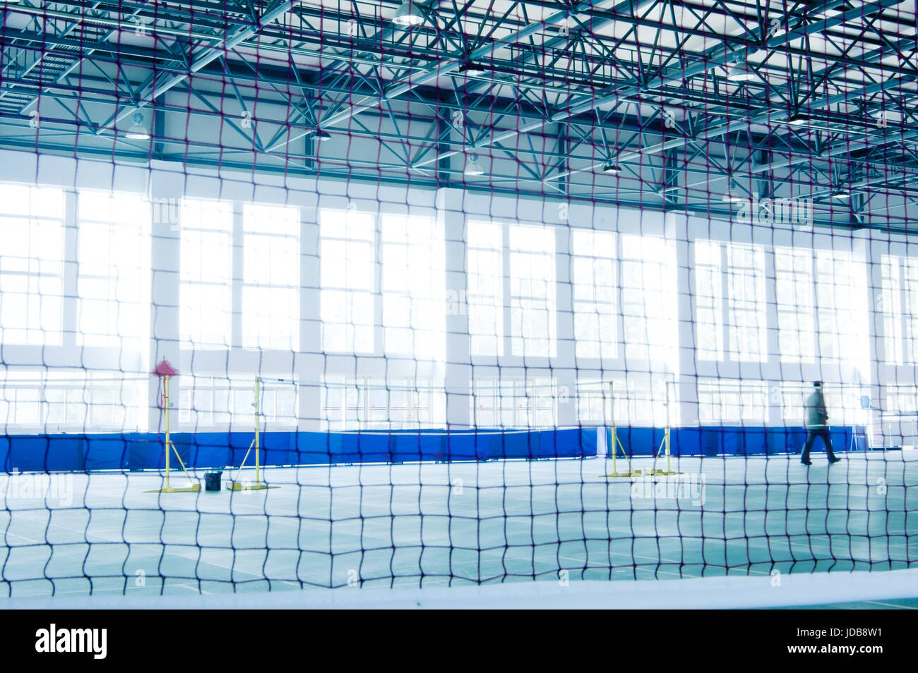 Small gymnasium, fitness areas. Badminton and table tennis Stock Photo ...