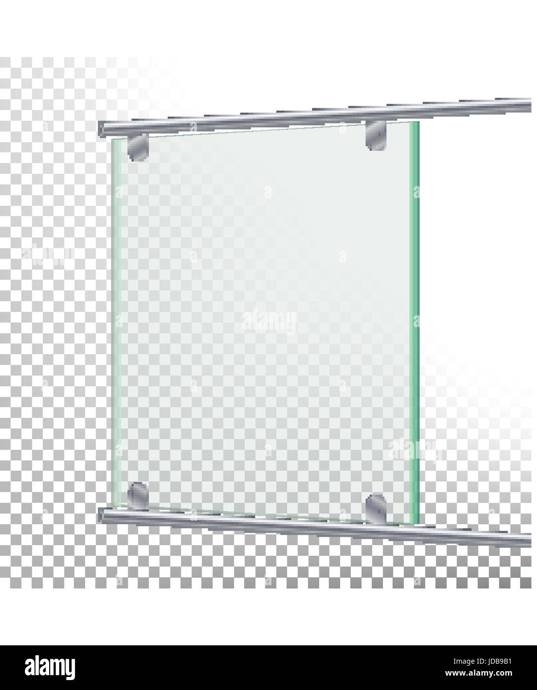 Advertising Glass Board Vector. Banner Mockup Illustration. Empty Glass ...