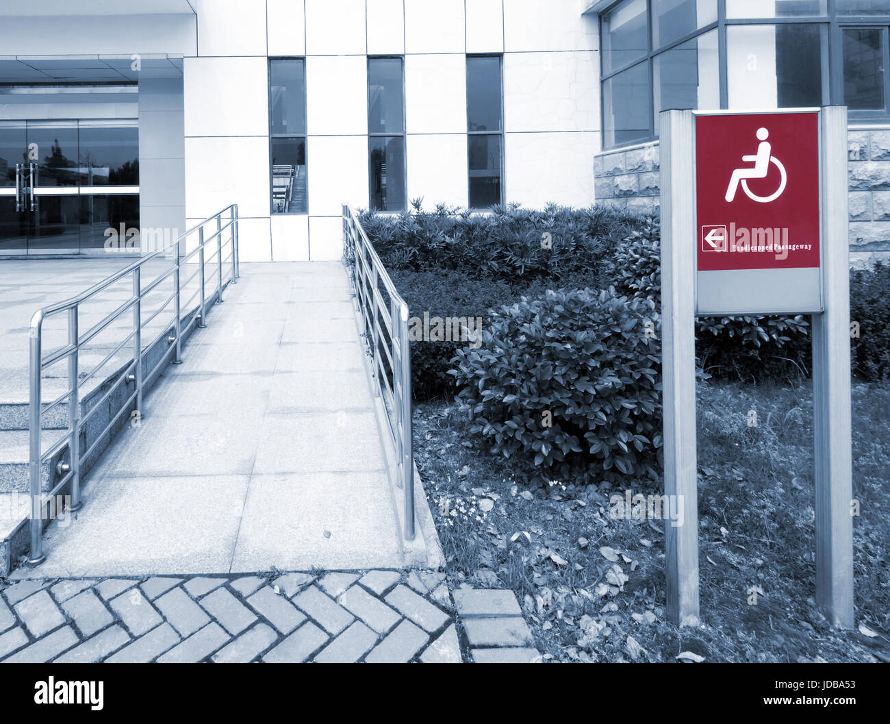 using wheelchair ramp(Barrier-free access Stock Photo - Alamy