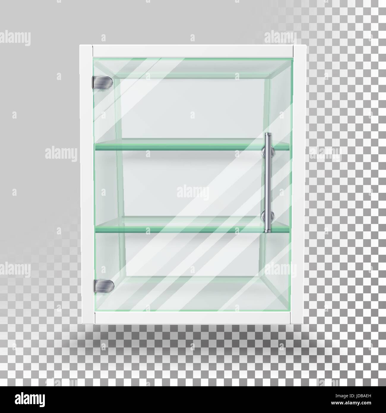 Advertising Glass Cabinet Vector. Empty Stand Isolated On Transparent ...