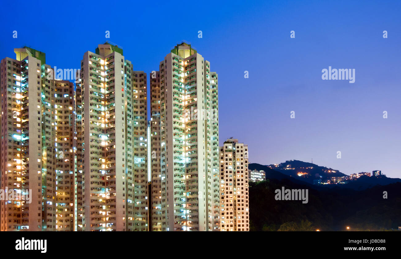 Night view of Hong Kong high-rise residential Stock Photo - Alamy