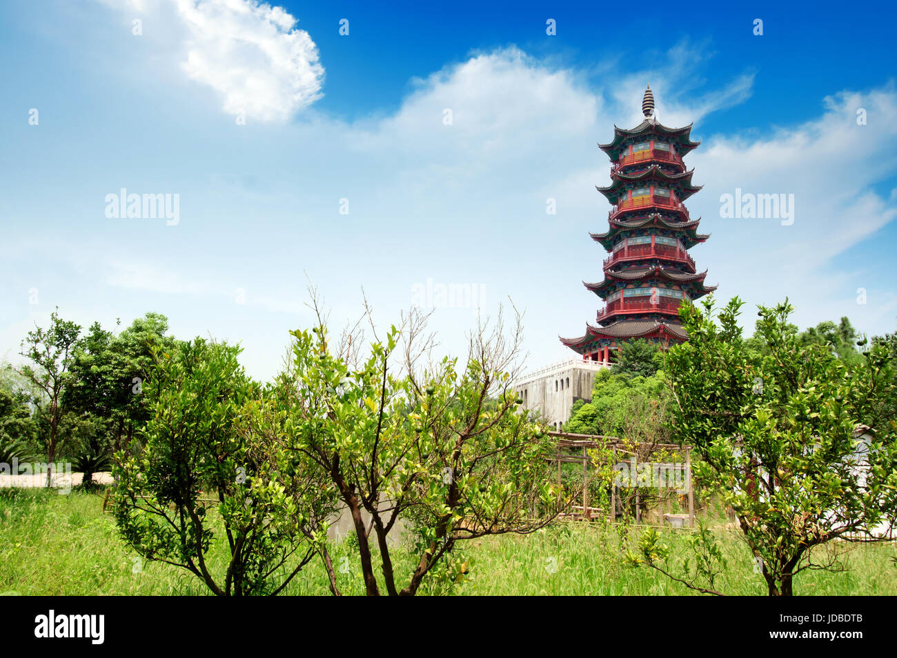 Ancient Chinese pagoda, a few hundred years ago buildings Stock Photo ...