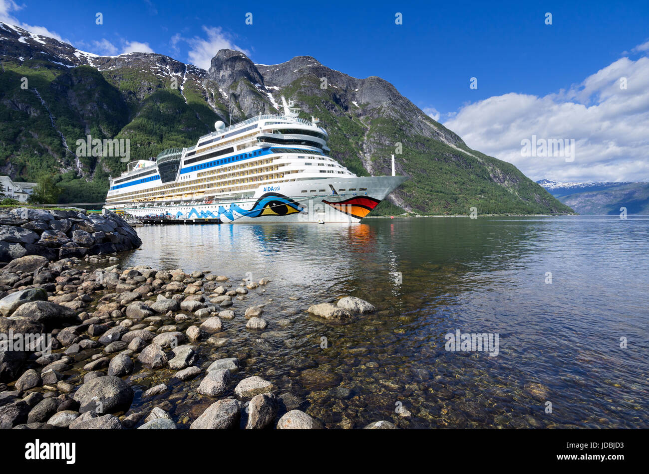 AIDAsol at Eidfjord Cruise Terminal. AIDAsol is a Sphinx class cruise ...