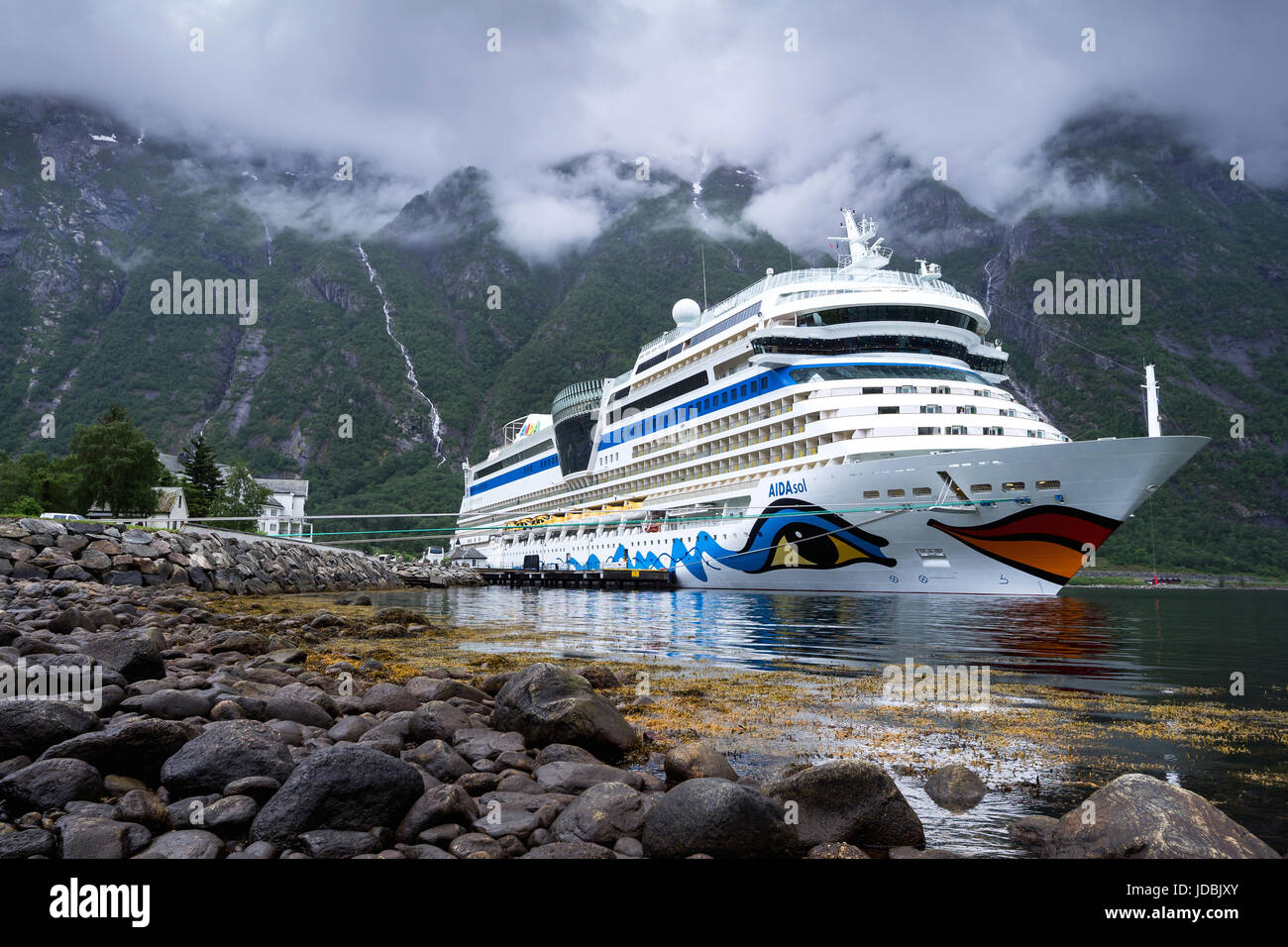 AIDAsol at Eidfjord Cruise Terminal. AIDAsol is a Sphinx class cruise ...
