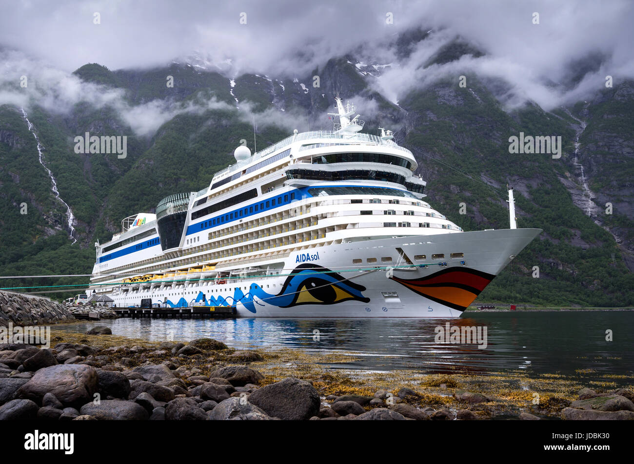 AIDAsol at Eidfjord Cruise Terminal. AIDAsol is a Sphinx class cruise ...
