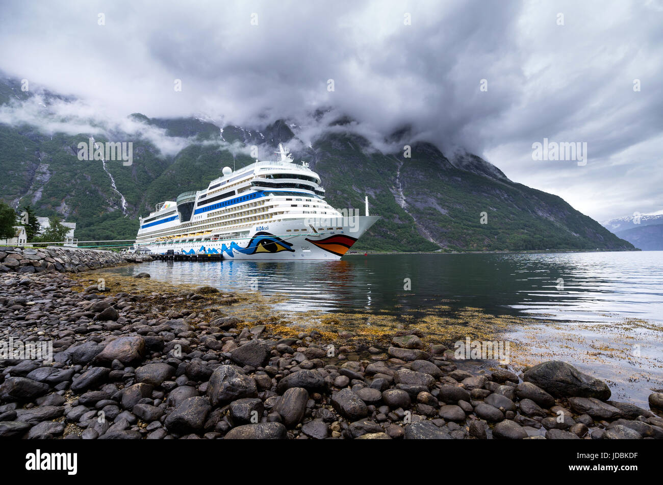 AIDAsol at Eidfjord Cruise Terminal. AIDAsol is a Sphinx class cruise ...