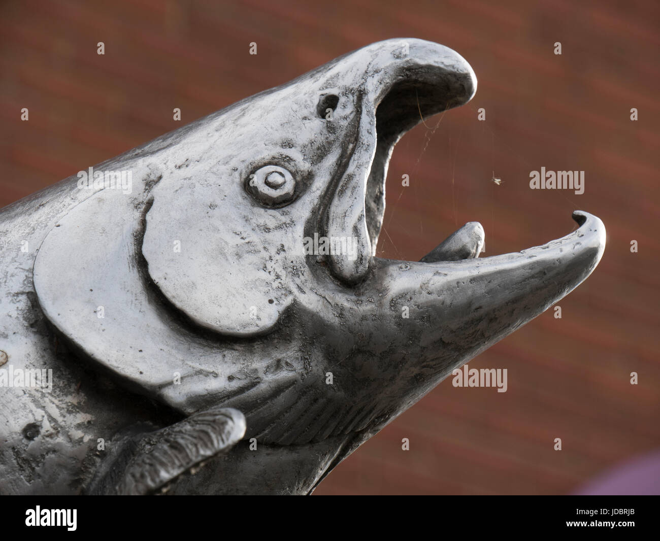 Salmon head sculpture Stock Photo - Alamy