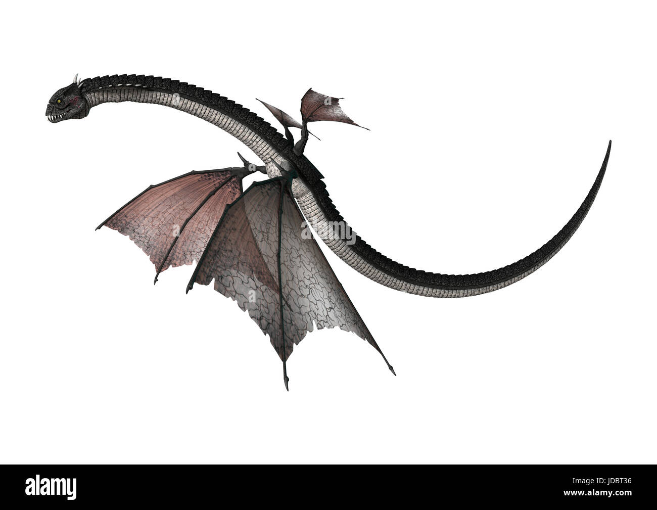3D rendering of a fantasy snake dragon isolated on white background ...