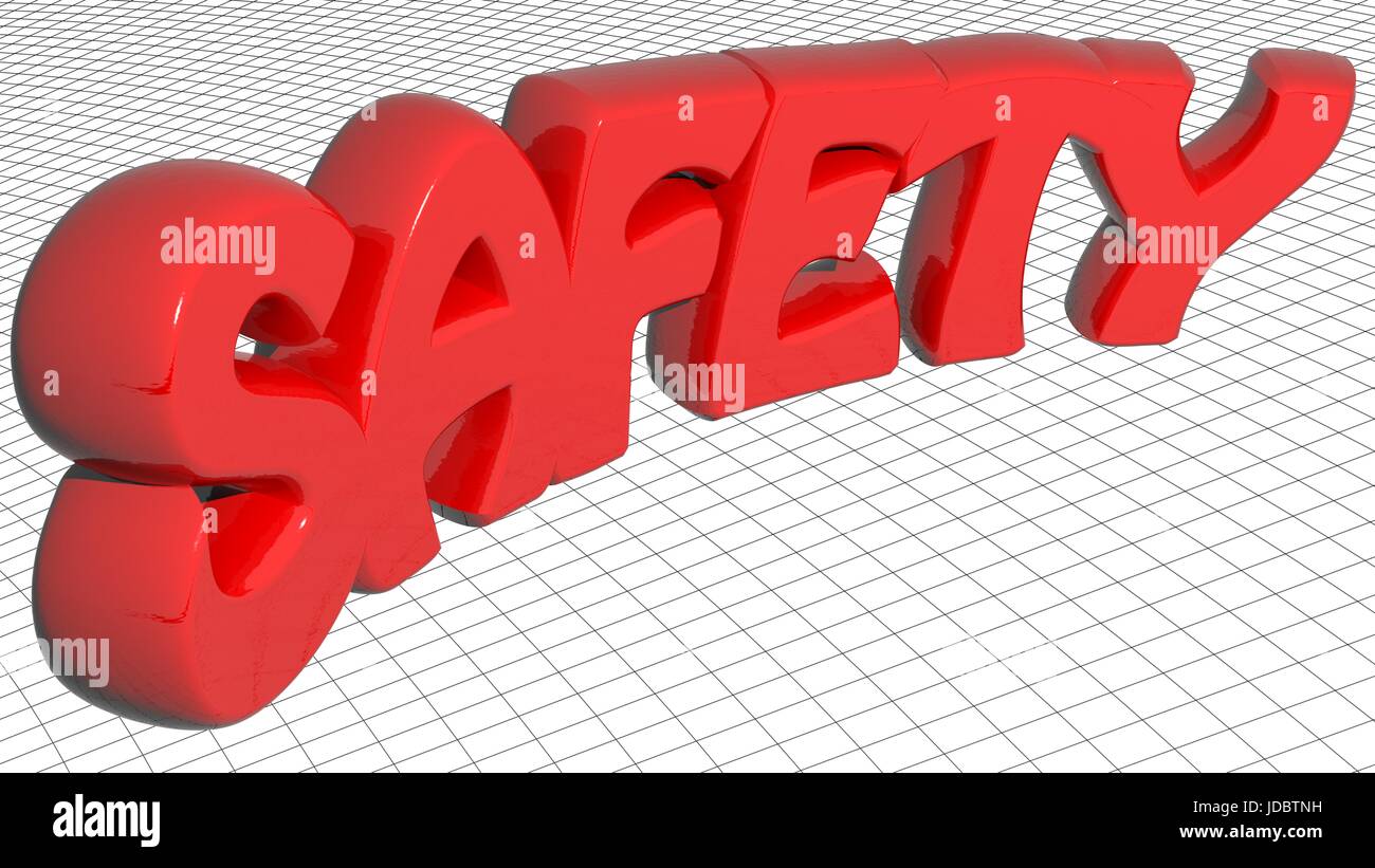 The word "SAFETY" written with red 3D letters on white background Stock ...