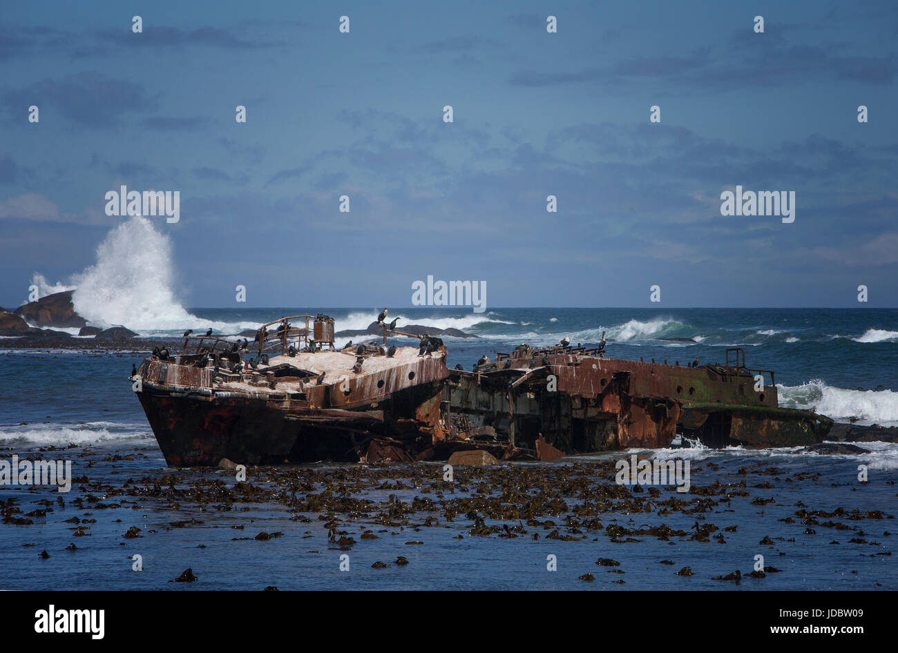 rusted shipwreck in the sunny coast of Hondeklip bay Namaqualand in ...