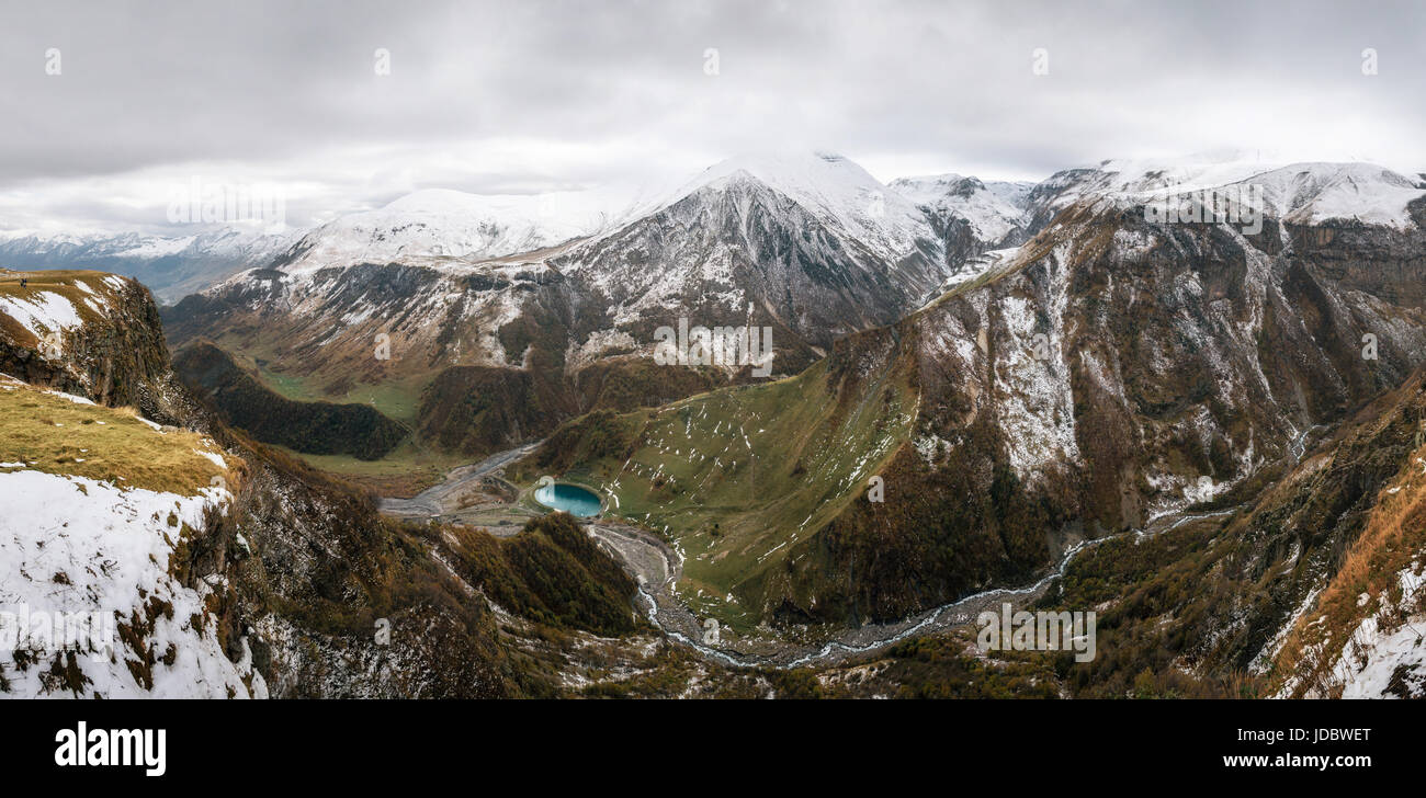 Caucasian Mountain in winter. Cross Pass in Georgia. Gudauri District ...