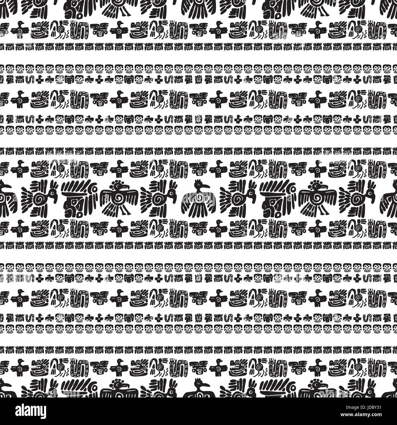 Seamless maya pattern. Black and white ethnic elements Stock Vector ...