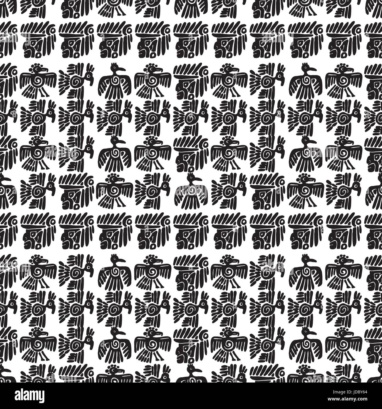Seamless maya pattern. Black and white ethnic elements Stock Vector ...