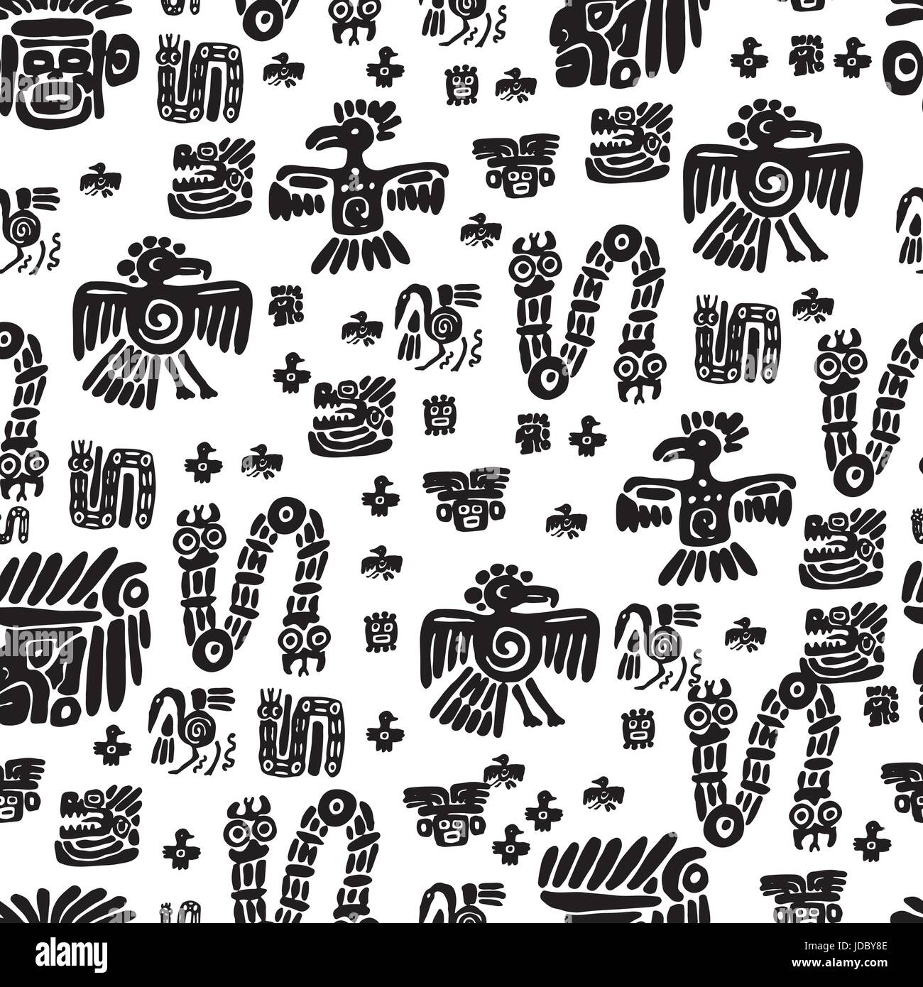 Seamless maya pattern. Black and white ethnic elements Stock Vector ...