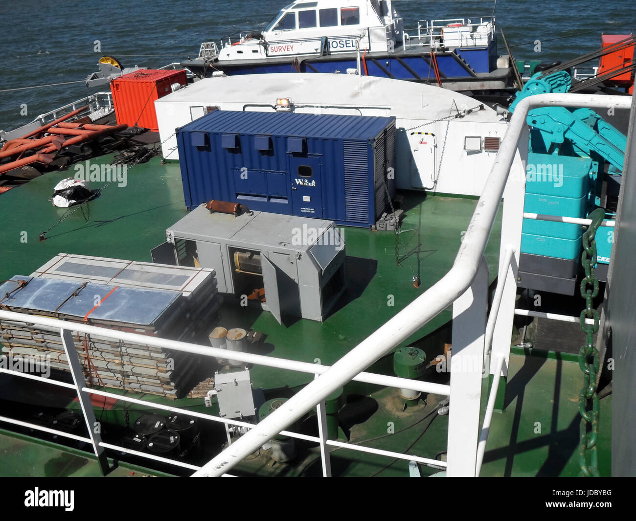 Baltic Sea, Russia - September 12, 2016: A small boat near the deck of ...