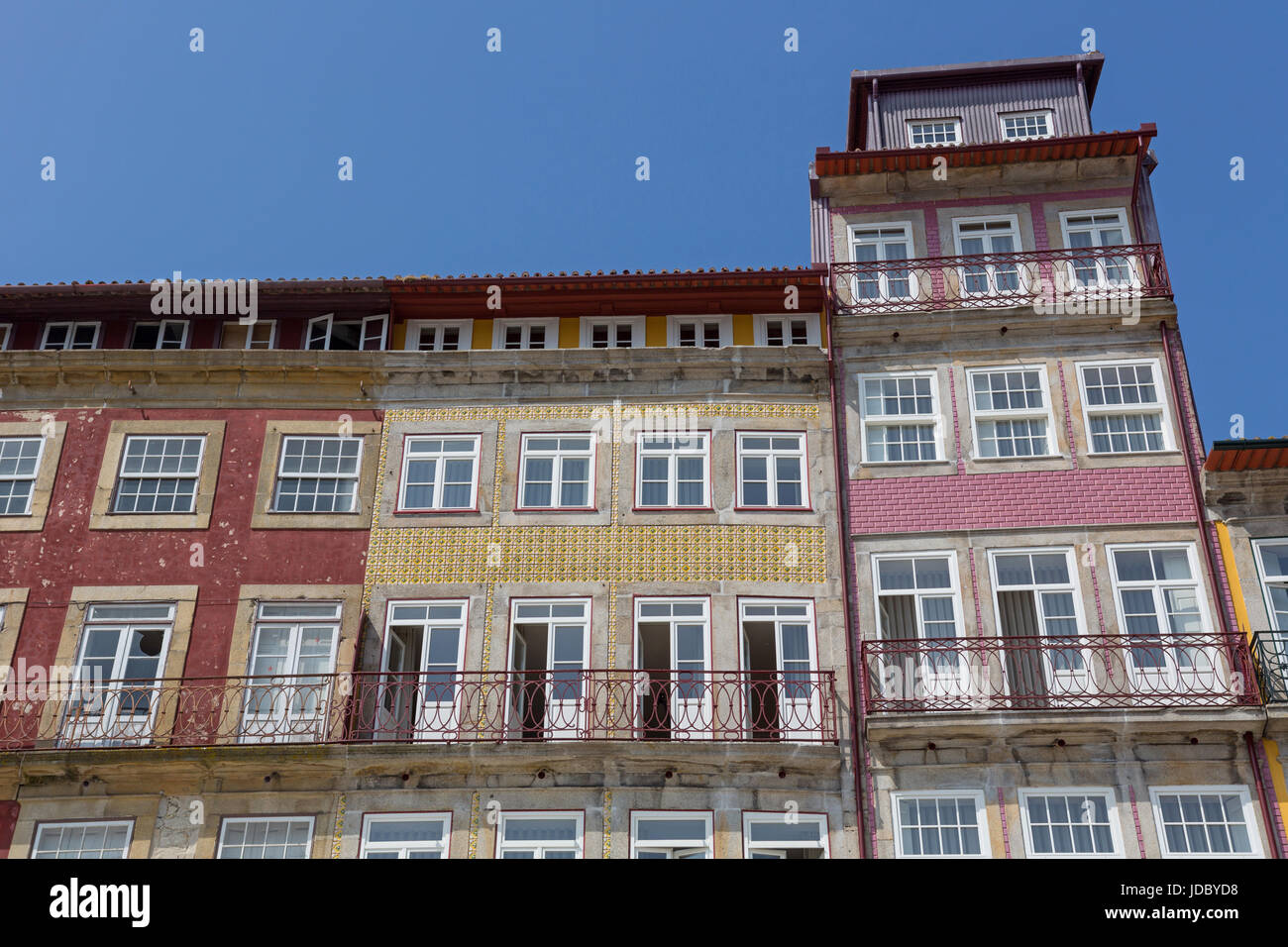 Porto, Portugal. April 17, 2017: The typical colorful buildings of the ...