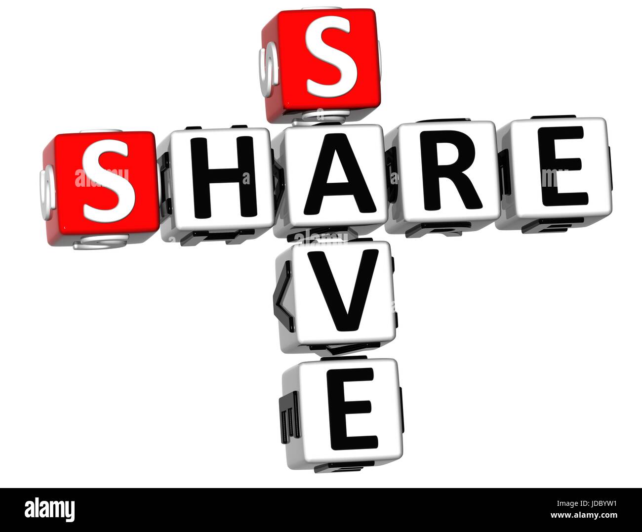 3D Share Save Crossword on white background Stock Photo - Alamy